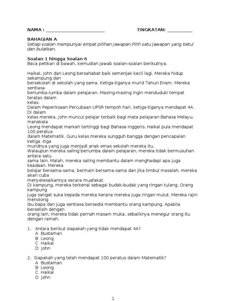 Soalan Peralihan | PDF
