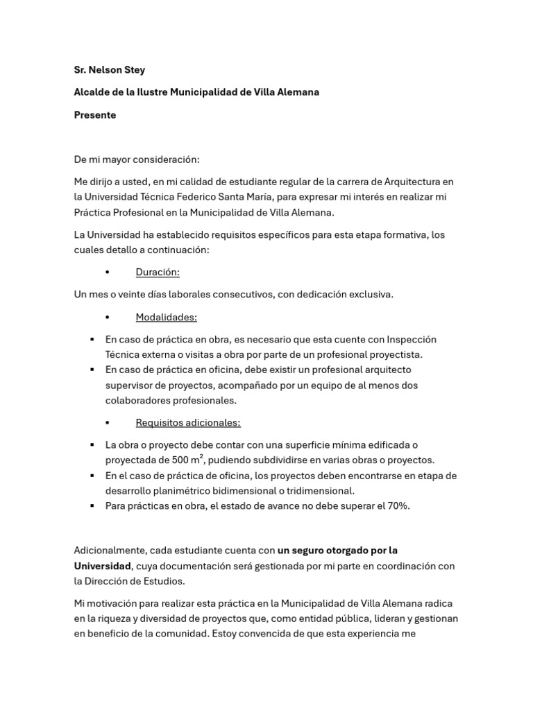 Carta de Presentacion - Francisca Ponce | PDF