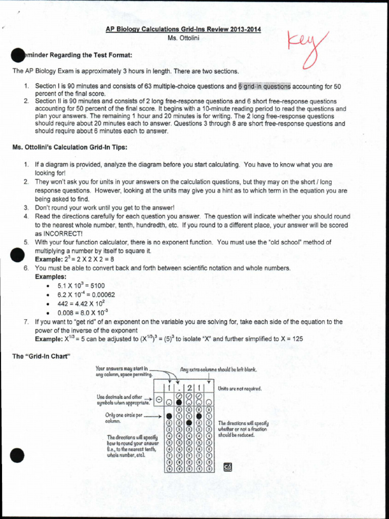 AP Biology Calculations Review KEY | PDF | Standard Error | Chi Squared ...