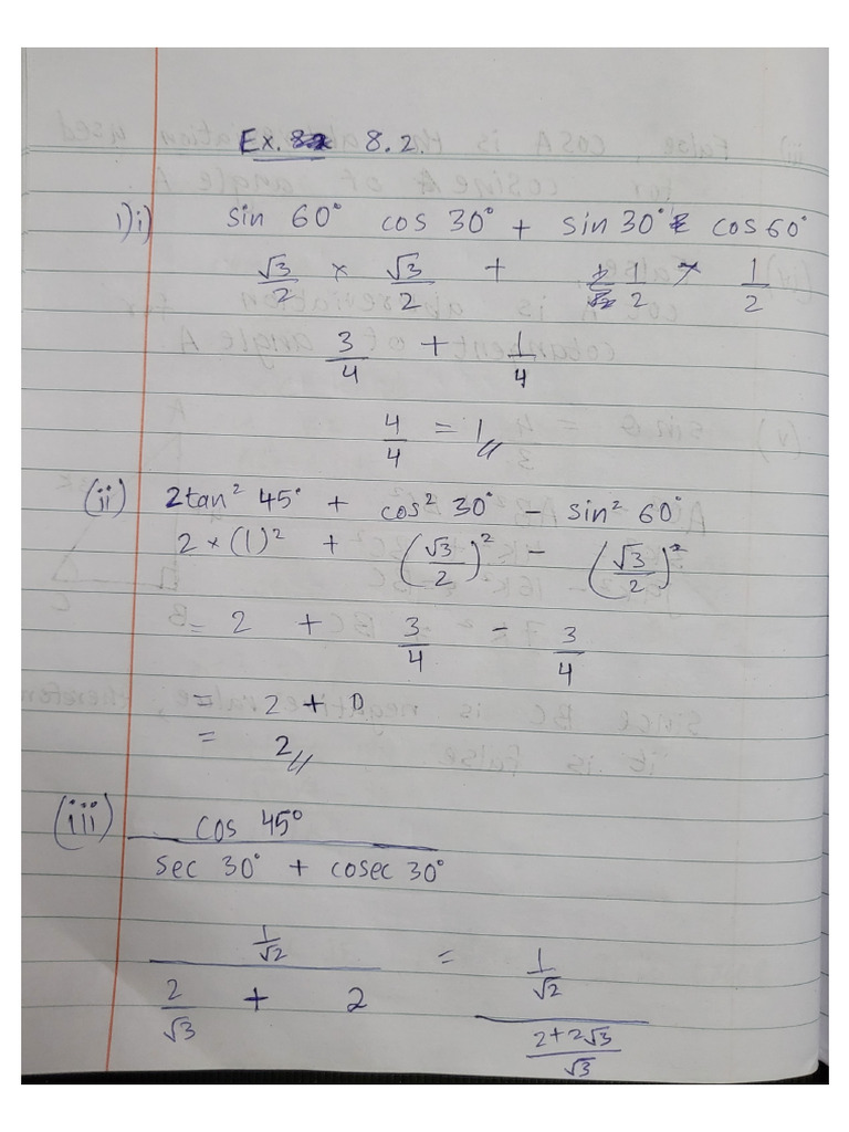 Trigonometry Class 10 Exercise Pdf