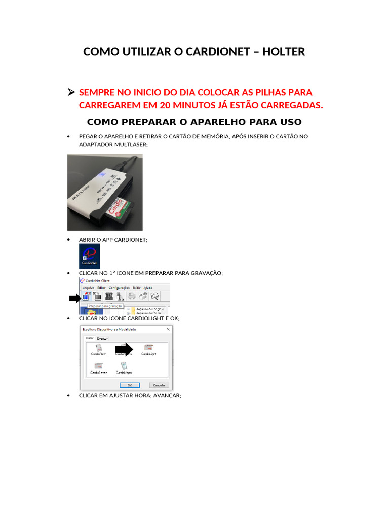 Como Utilizar o Cardionet | PDF