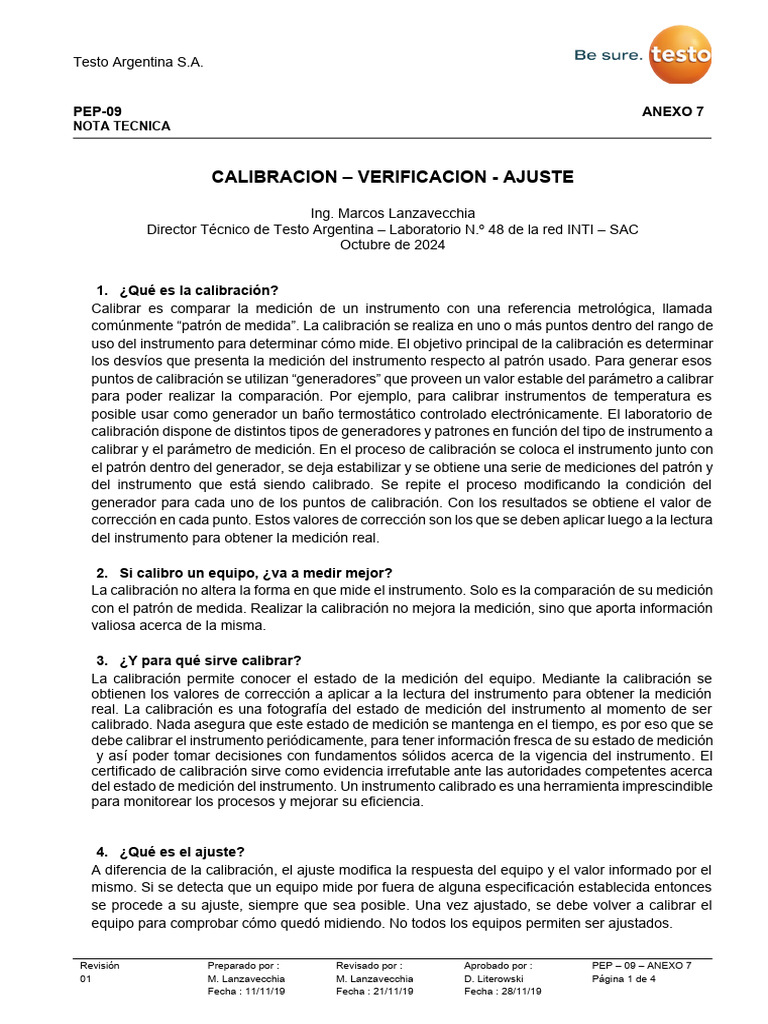 Calibración y Ajuste de Instrumentos | PDF | Calibración | Medición