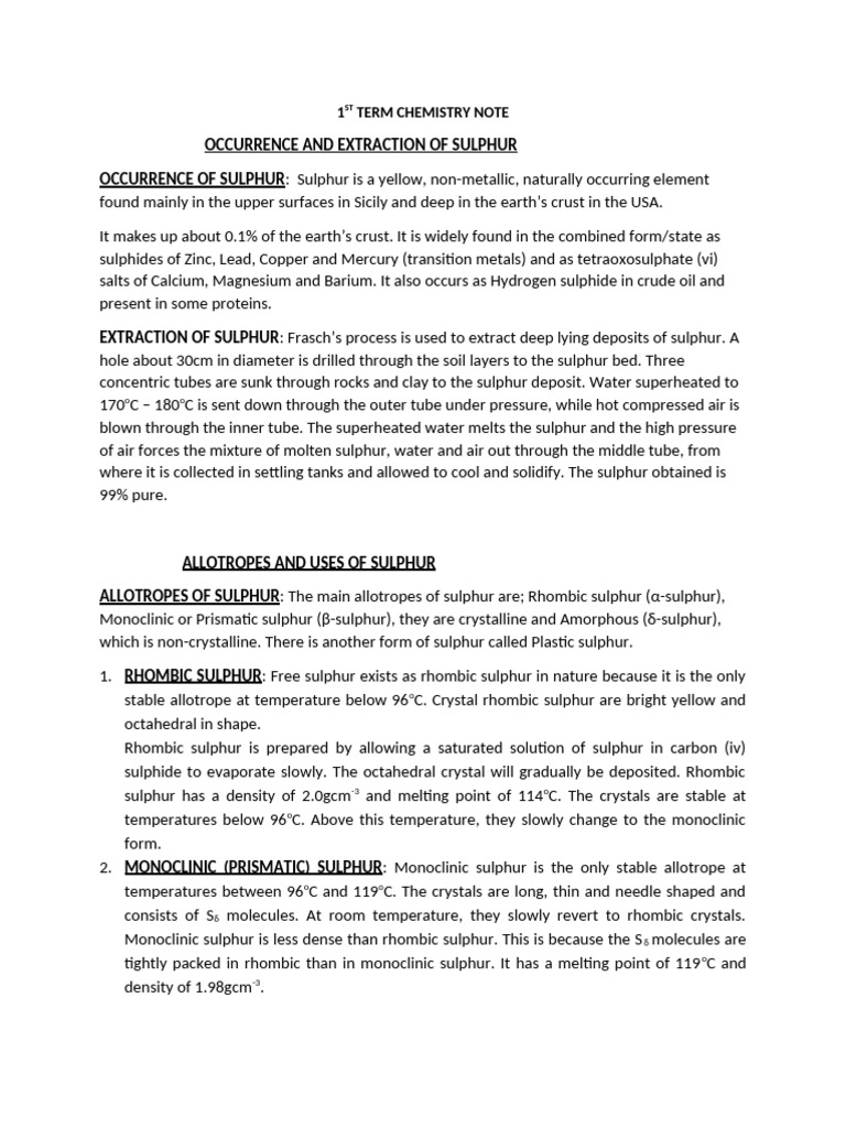 1ST TERM CHEMISTRY NOTE | PDF | Redox | Mole (Unit)