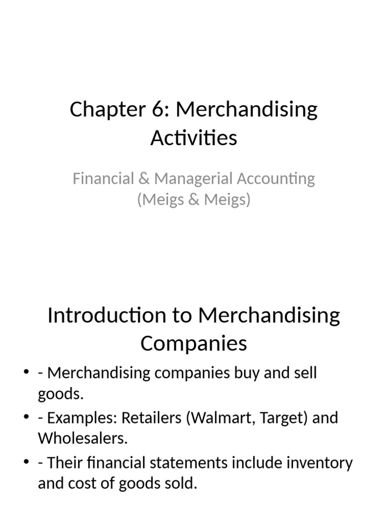 Merchandising Activities Chapter6 | PDF