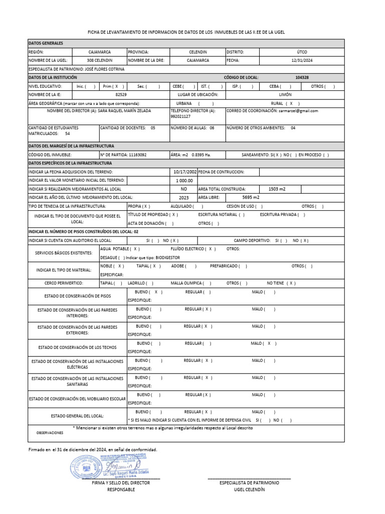 Formato para Inventario de Bienes Inmuebles 2022 | PDF