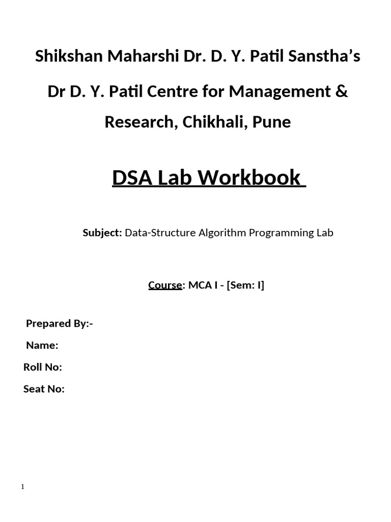 DSA Lab Workbook | PDF