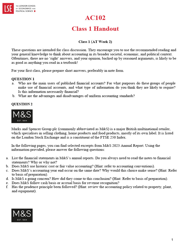 AC102 Class 1 Handout 2024-25 | PDF