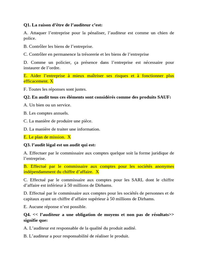 EXAMEN-AUDIT | PDF | Audit | Contrôle interne