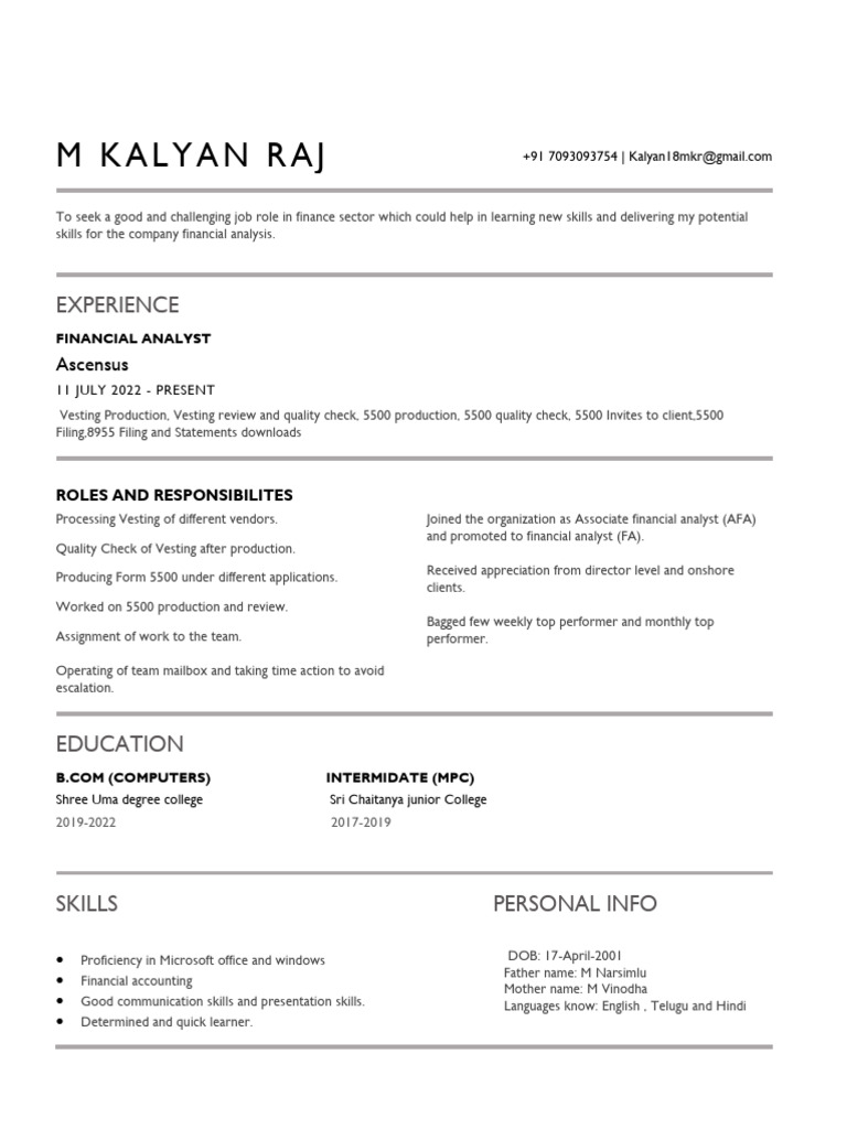 Kalyan Resume | PDF