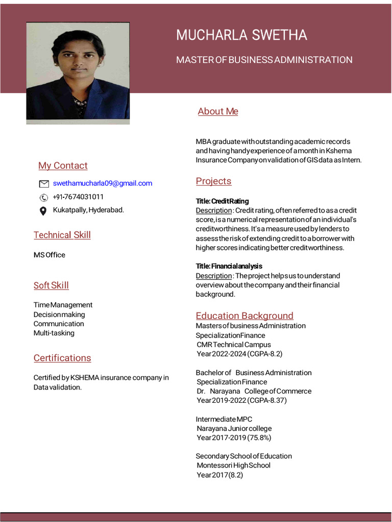 Swetha Resume | PDF