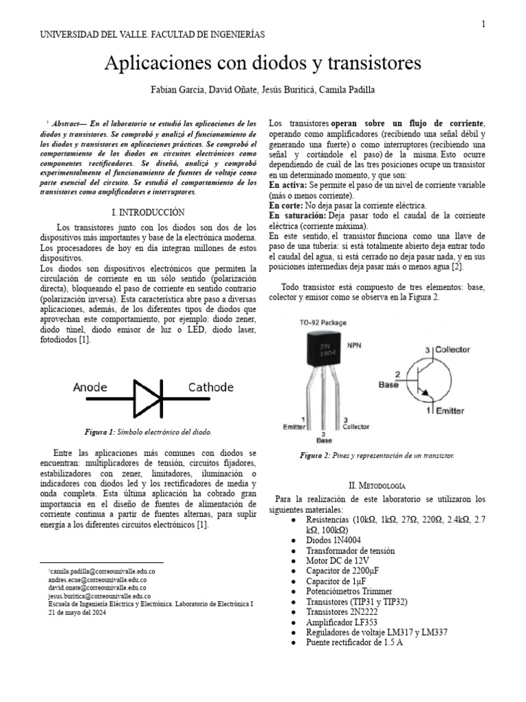 Aplicaciones Con Diodos y Transistores | PDF | Rectificador | Electrónica