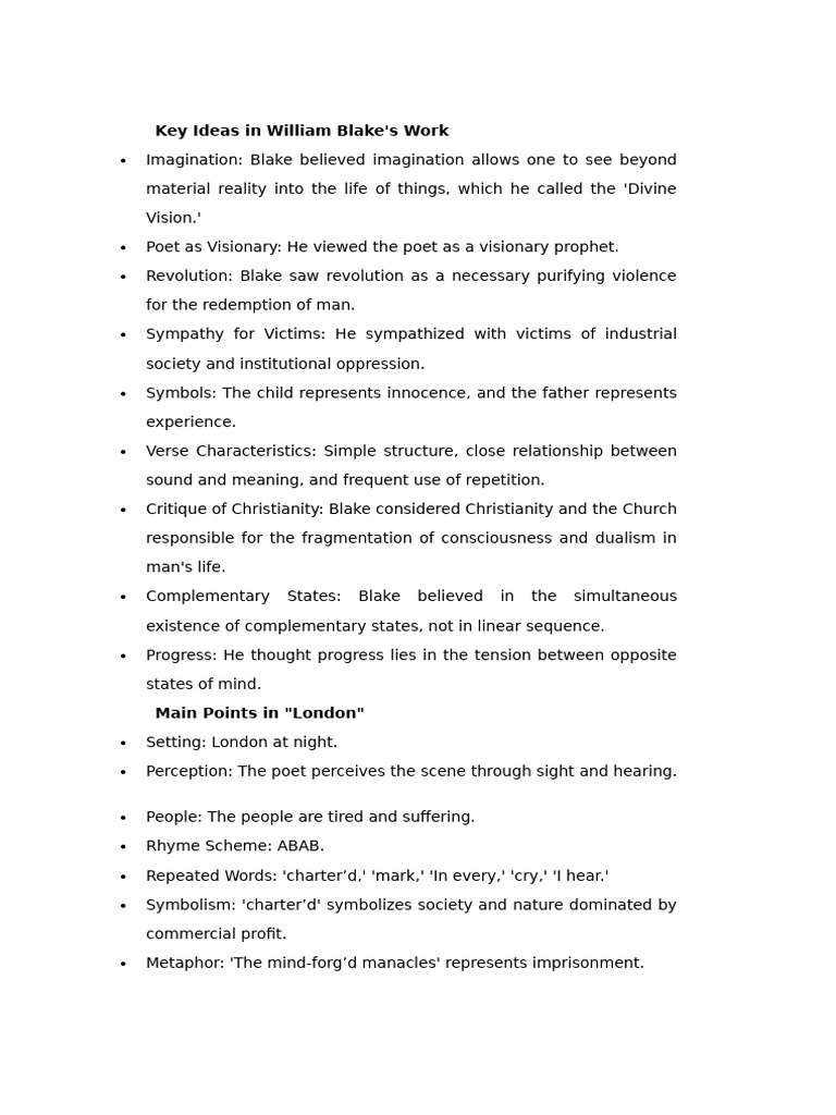 Key Themes in William Blake's Poetry | PDF | Poetry