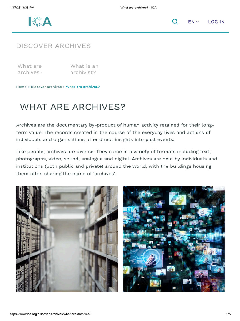 International Council On Archives. What Are Archives | PDF