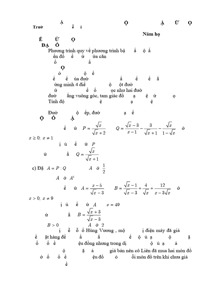 De Cuong Giua Ky 2 Toan 9 Nam 2024 2025 Truong Thcs Nguyen Binh Khiem Ha Noi | PDF