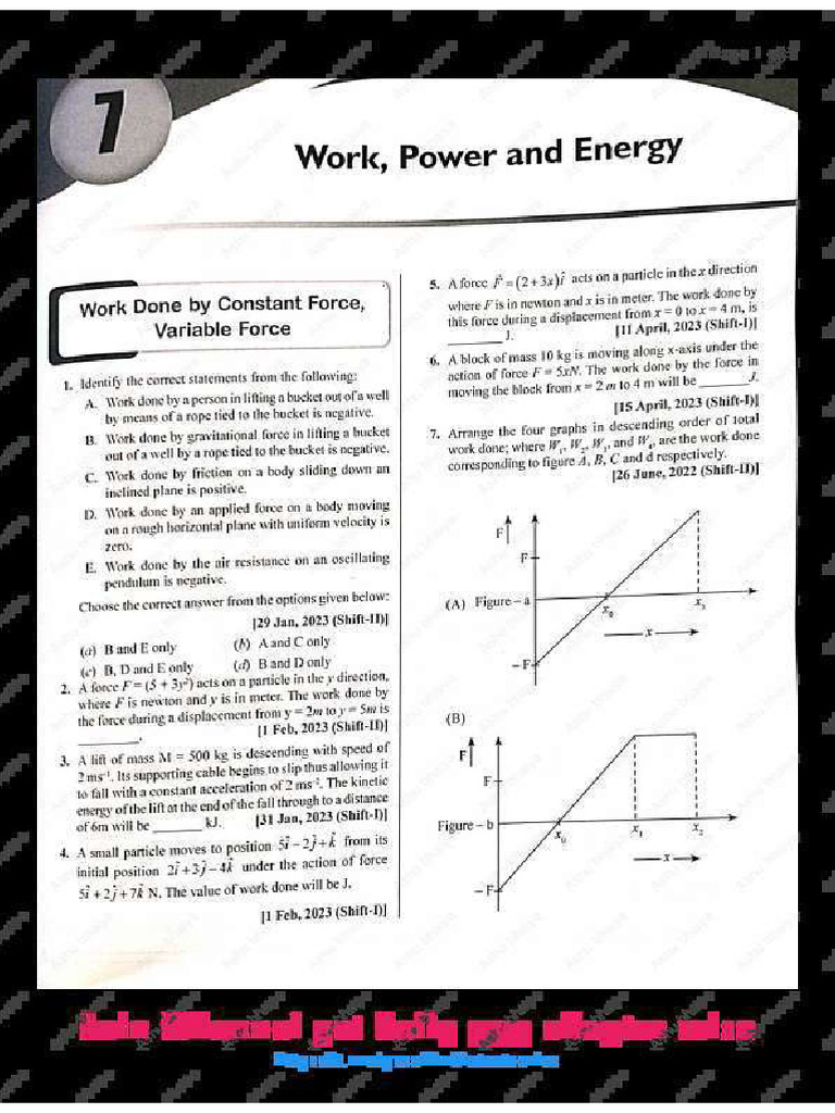 Work, Power & Energy PW Last 5 Year PYQ | PDF