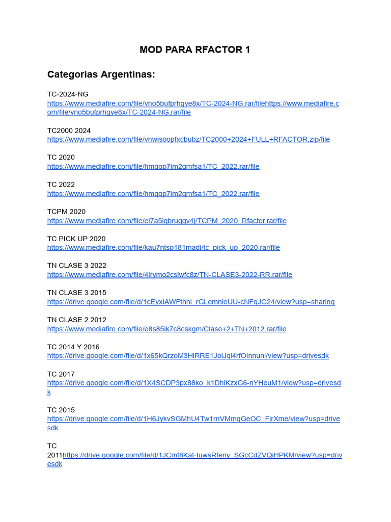 Mod para Rfactor | PDF | Motor Vehicle | Auto Racing Series