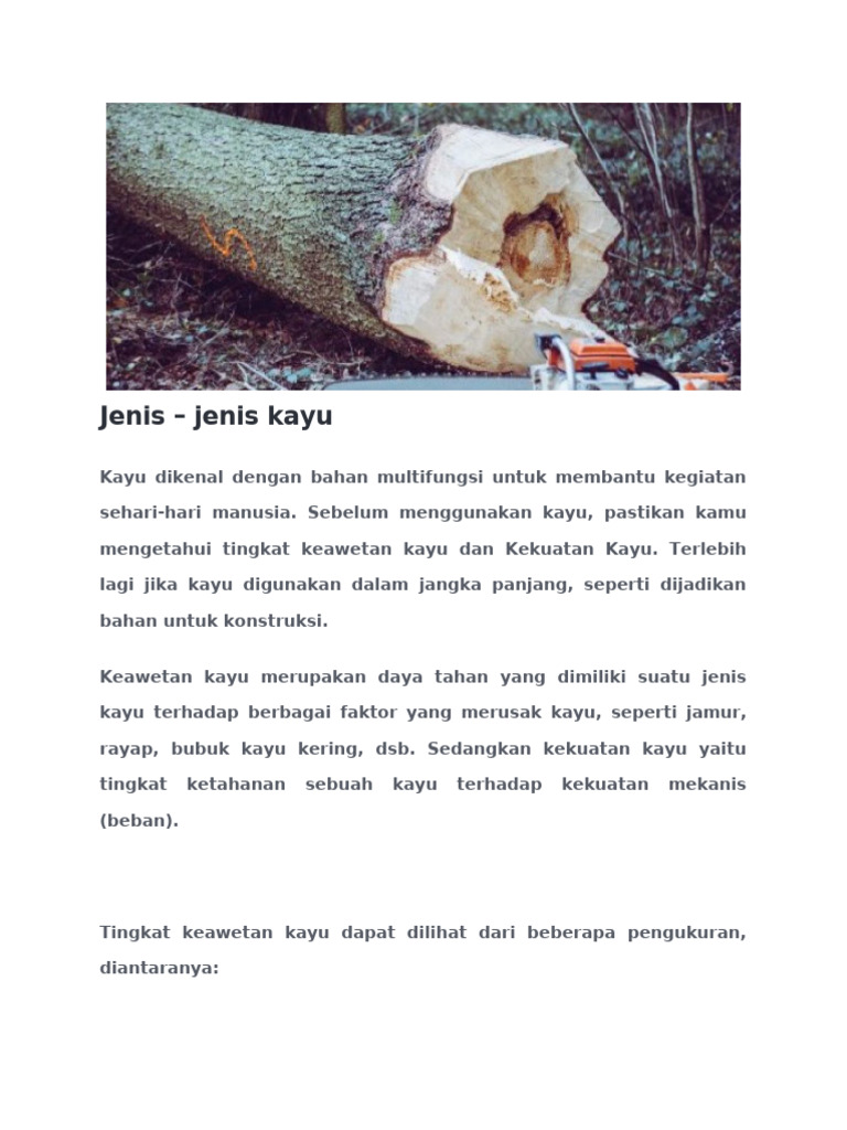 Jenis Kayu dan Kelas Keawetan serta Kekuatan | PDF