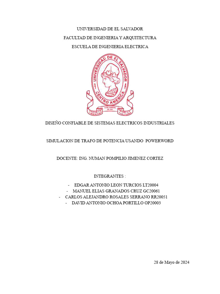 Simulacion de Trafo de Potencia Usando Powerword Tarea | PDF | Transformador | Cantidades fisicas