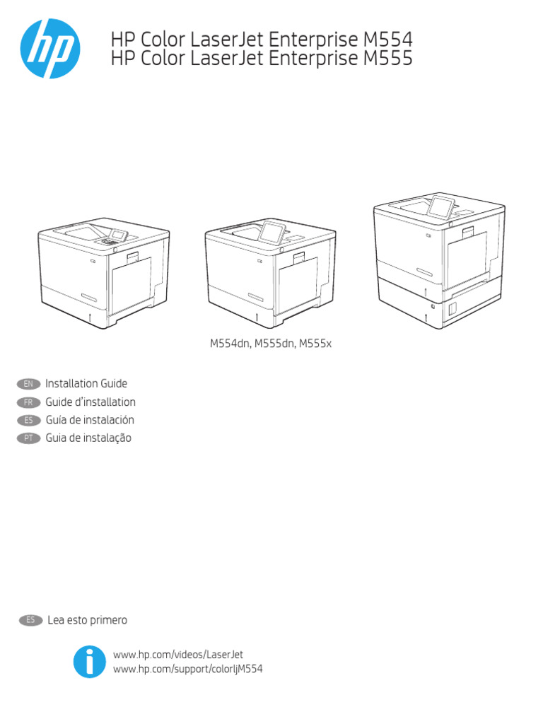 HP Color LaserJet Enterprise M554, M555 - Guía de Instalación | PDF