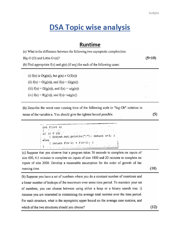Topic-wise-analysis-DSA | PDF | Algorithms And Data Structures | Algorithms