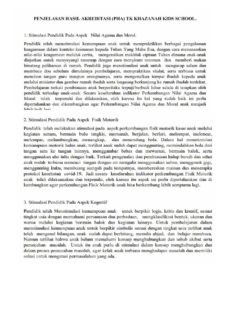 Contoh Penilaian Hasil Akreditasi | PDF