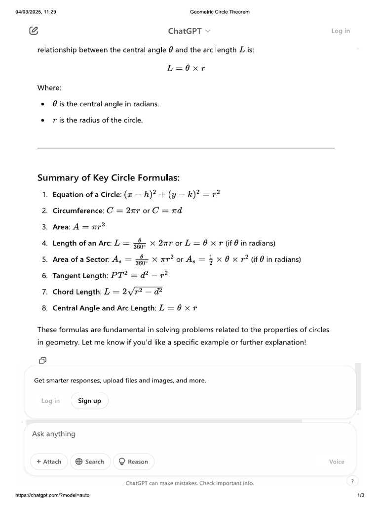Circle Formulas | PDF