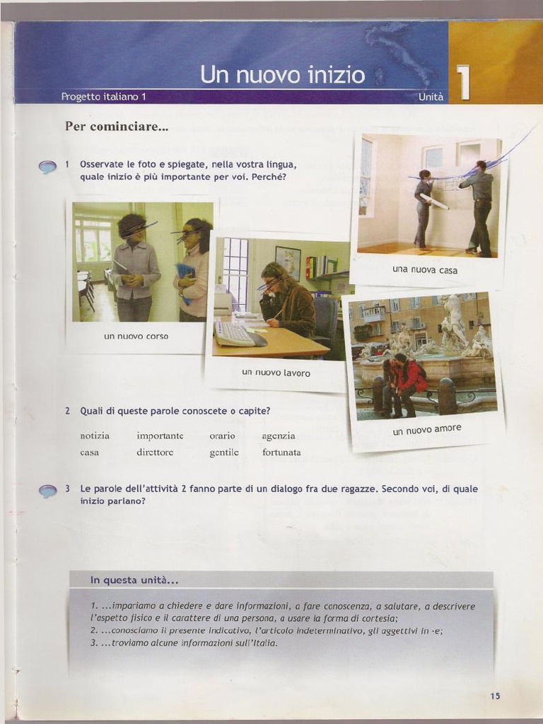 Nuovo Progetto Italiano 1 - Libro Dello Studente - Unita 1 | PDF