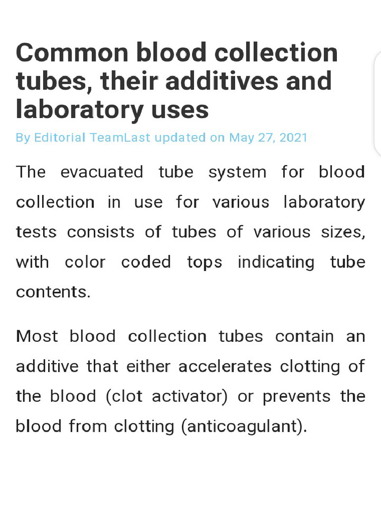 Introduction To Blood Vials | PDF
