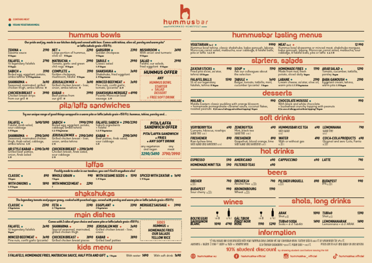 Laffa Menu and Hummus Offerings | PDF | Kebab | Mediterranean Cuisine