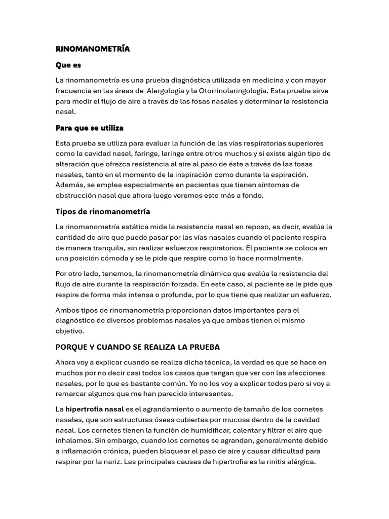 Rinomanometría: Diagnóstico de Obstrucción Nasal | PDF | Nariz humana ...