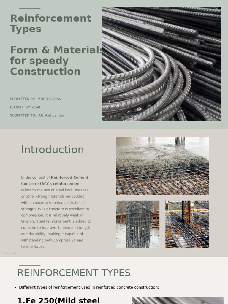 Types of Reinforcement in RCC | PDF | Reinforced Concrete | Concrete