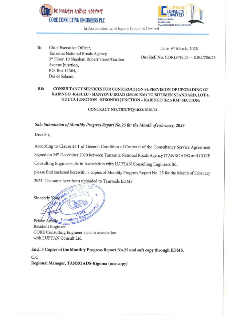 706 Submission of Monthly Progress Report No 25 For The Month of | PDF