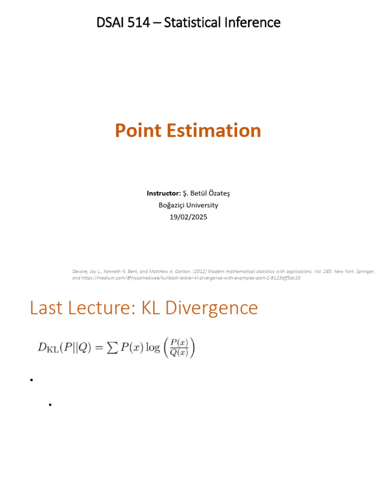 DSAI514 Lec2 Point Estimation Part 1 | PDF | Logarithm | Probability Theory