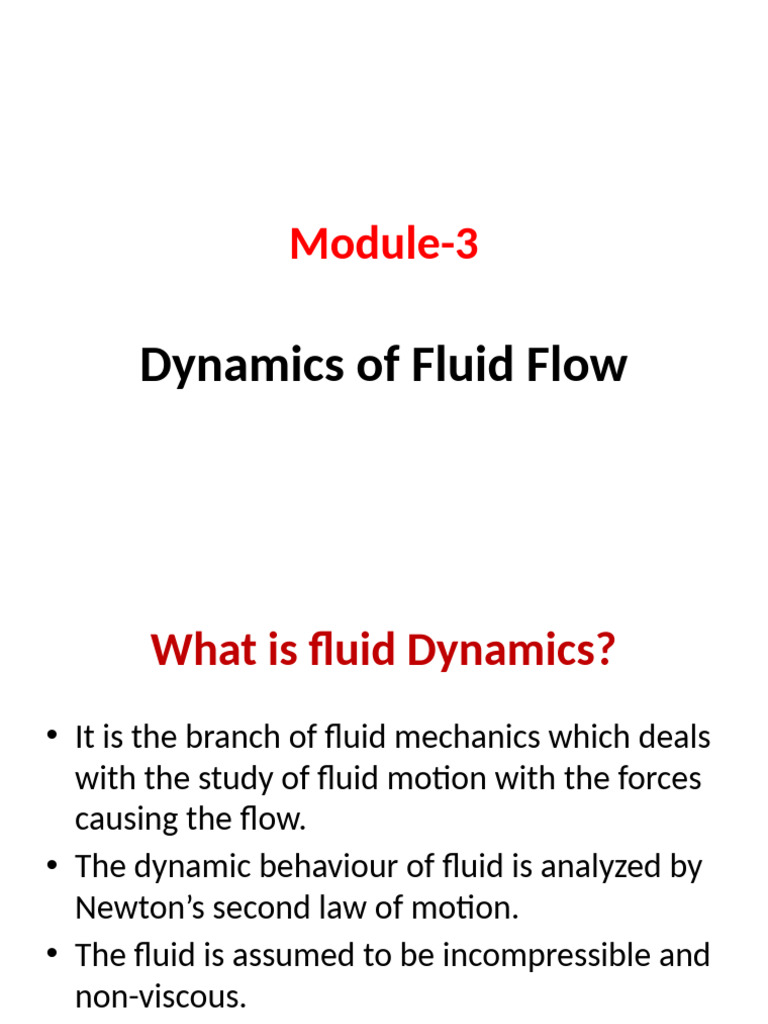 Dynamics of Fluid Flow-Module-3 | PDF