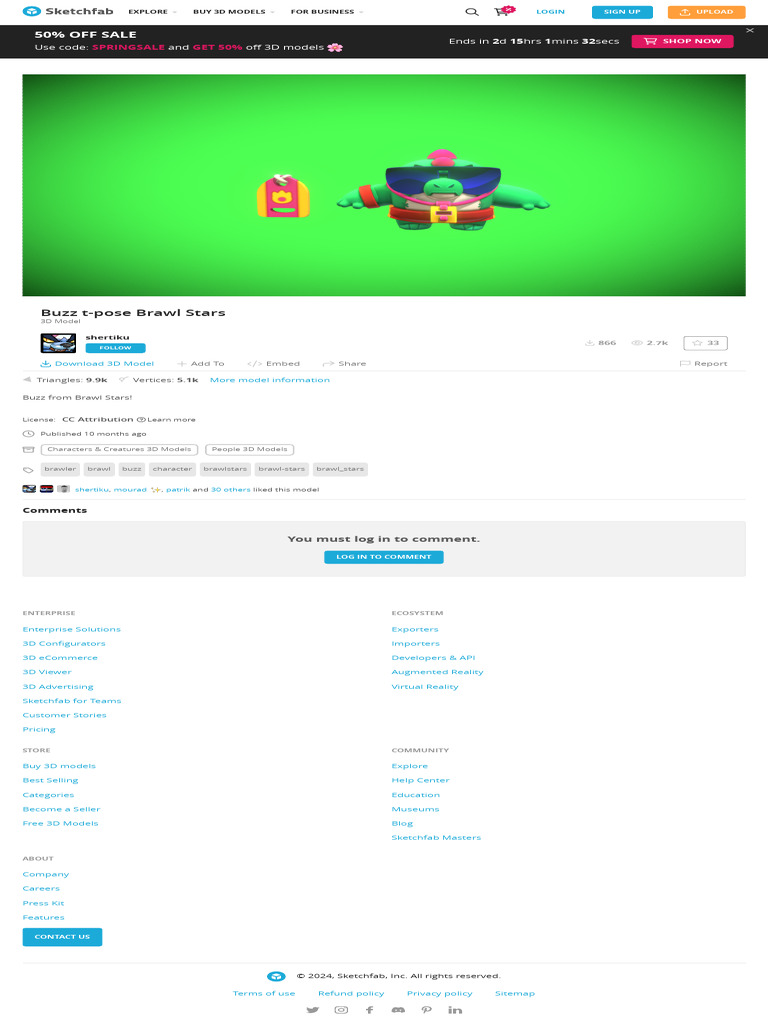 Buzz T-Pose Brawl Stars - Download Free 3D Model by Shertiku (@shertiku) (070616b) | PDF | 3 D ...