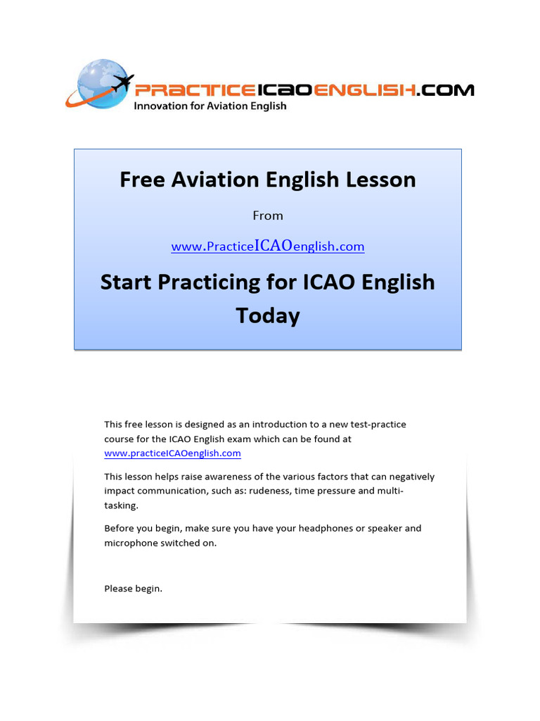 Free Aviation English Lesson Final | PDF | Air Traffic Control | Transport