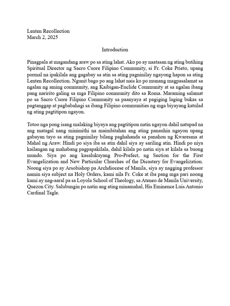 Introduction-Card. Tagle | PDF