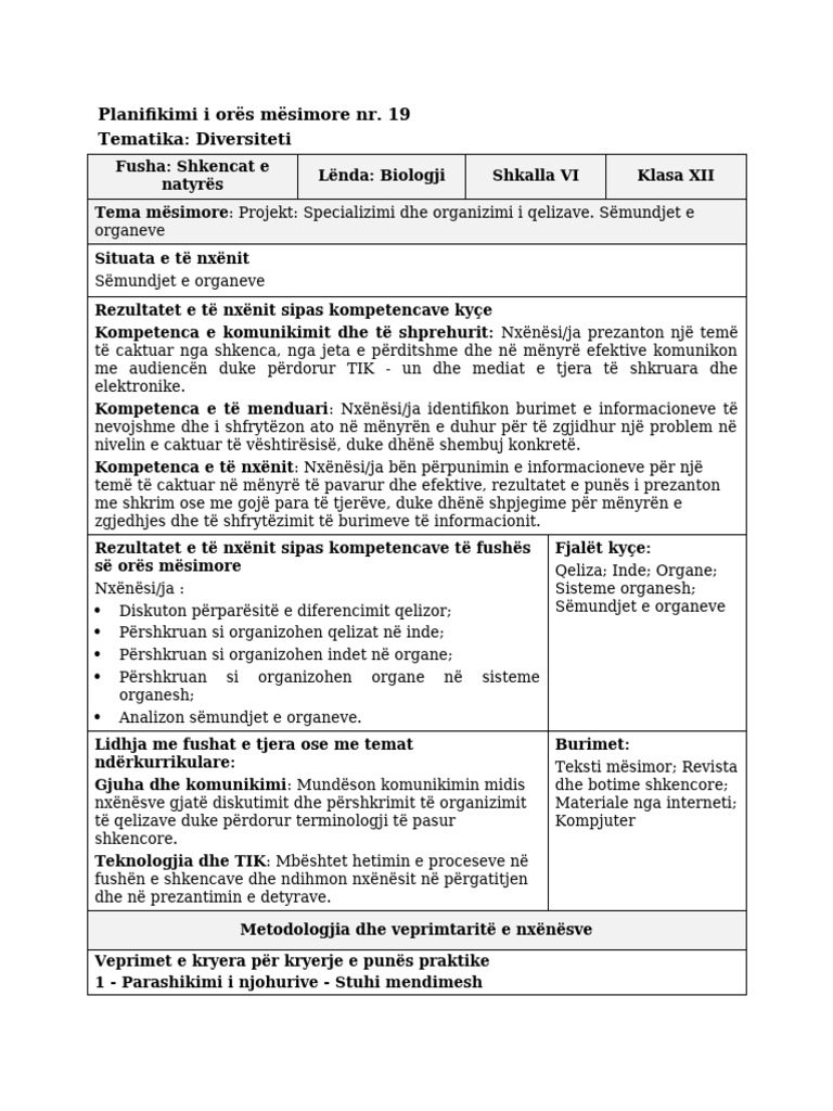 Biologjia 12 Projekt | PDF