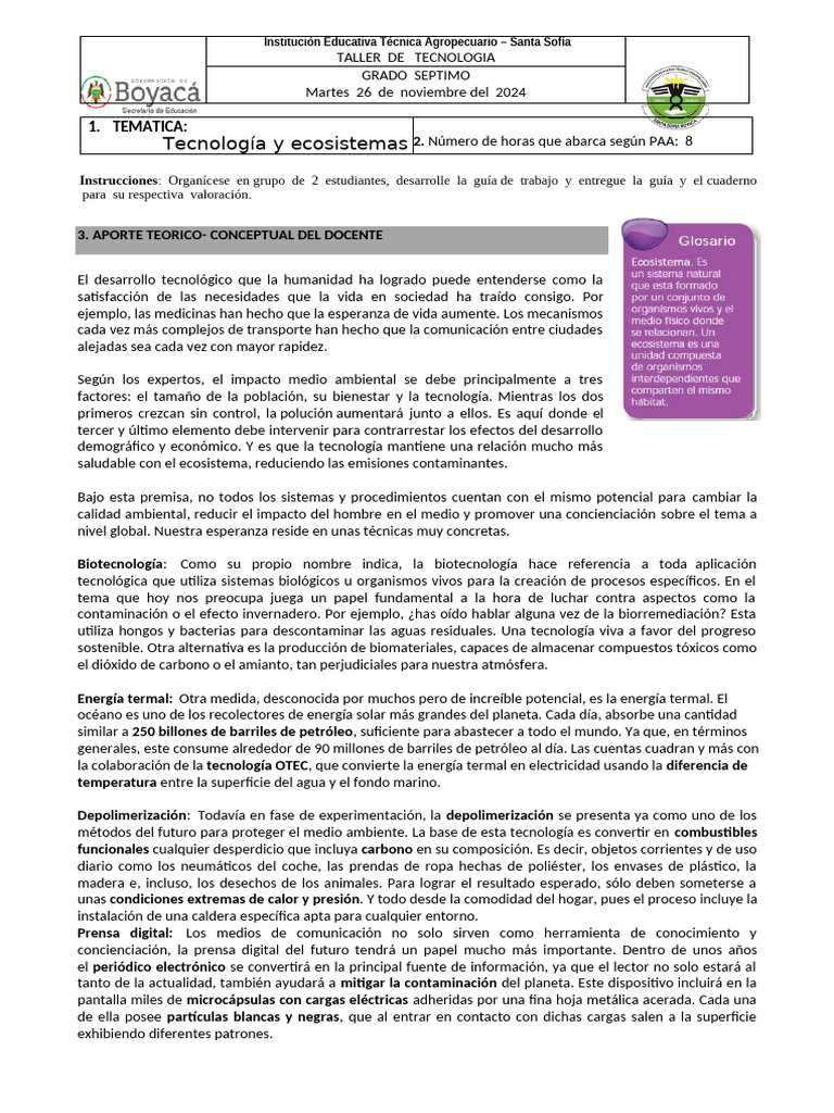 INFORMATICA GRADO SEPTIMO NOVIEMBRE 2024 | PDF | Agua | Contaminación