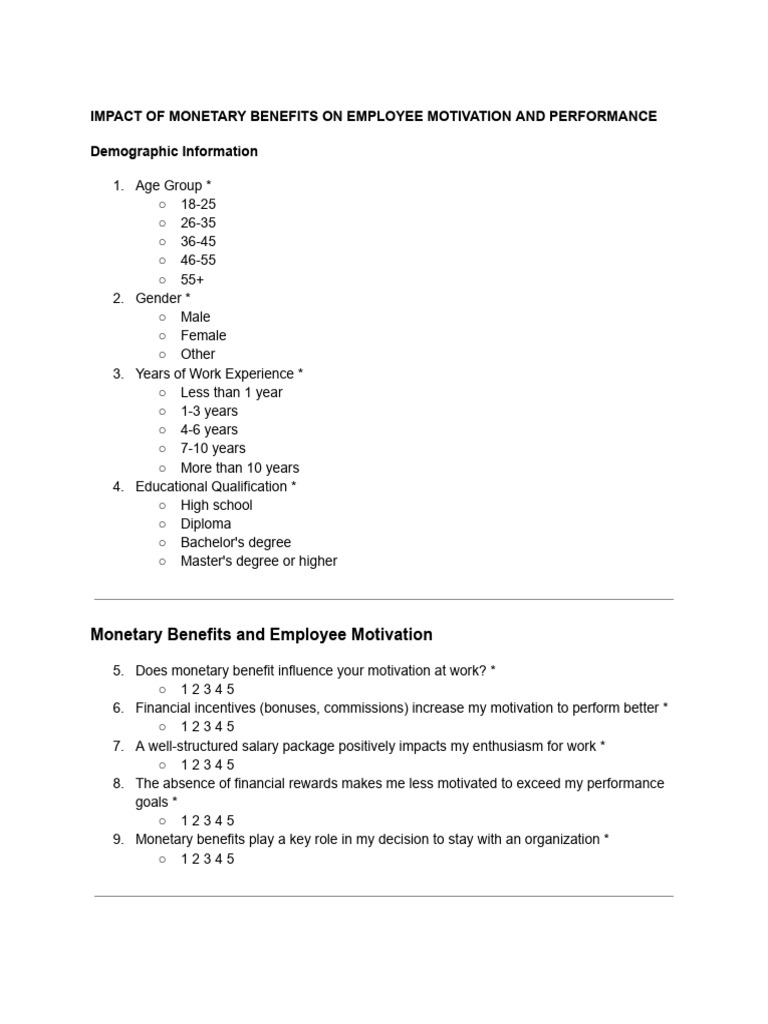 Monetary Benefits and Employee Motivation | PDF | Incentive | Motivation
