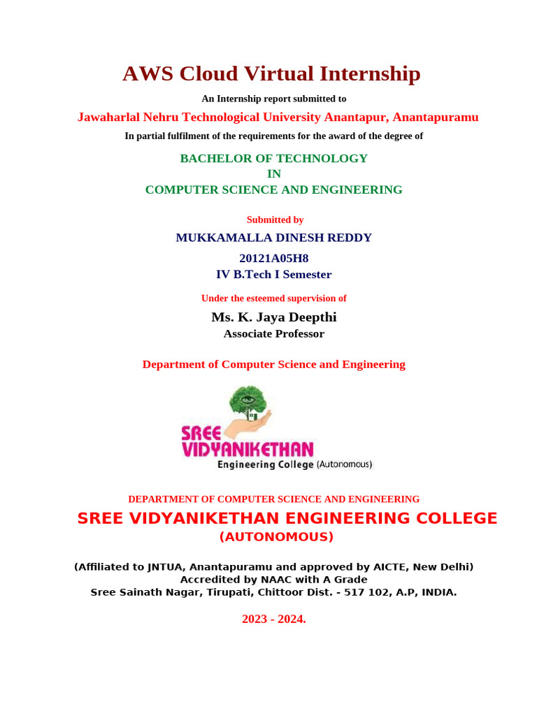 20121A05H8_DINESH_report[1][1] | PDF | Amazon Web Services | Cloud Computing