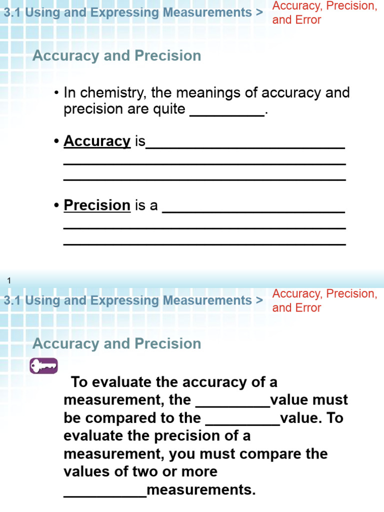 Accuracy, Precision and Error Guided Notes | PDF | Accuracy And ...
