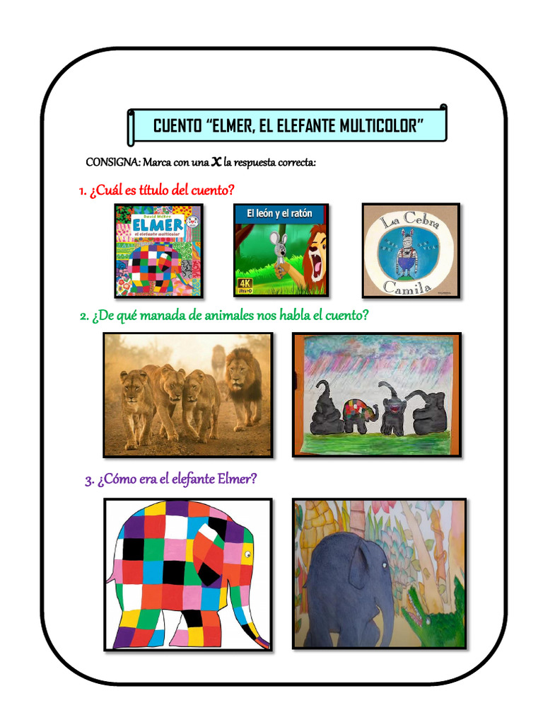 4 Años - Cuento Elmer | PDF