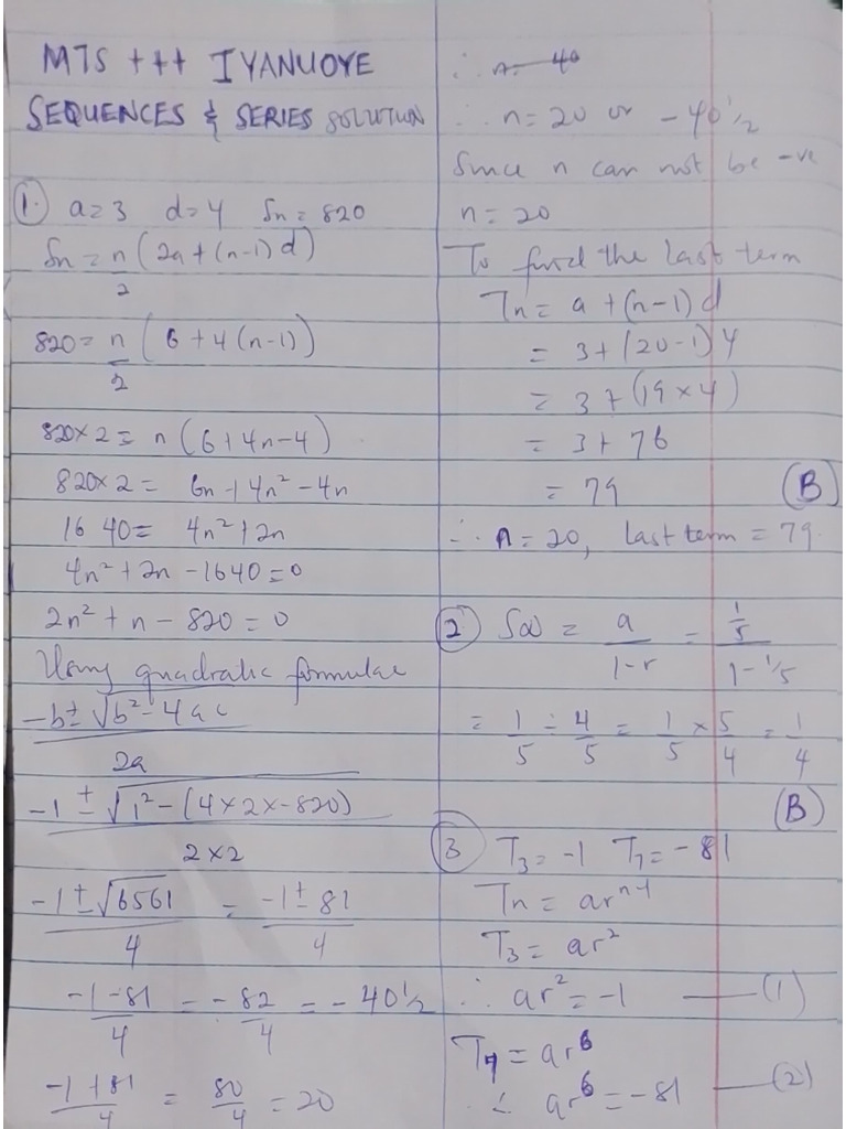 Mts 101 On Sequence& Series | PDF