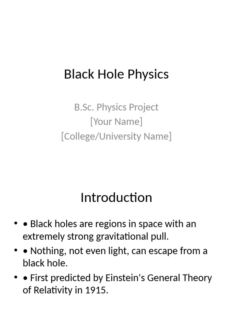 Black Hole Physics Presentation | PDF