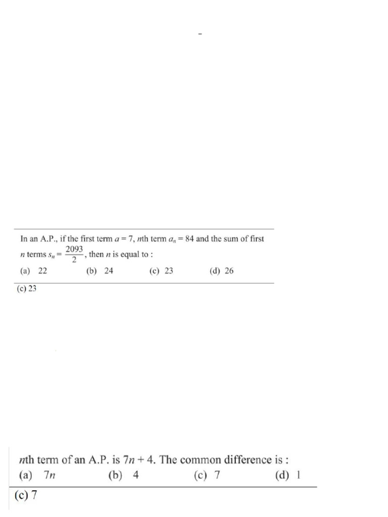 5. Class X ARITHMETIC PROGRESSION Important Questions for 2024-25 ...