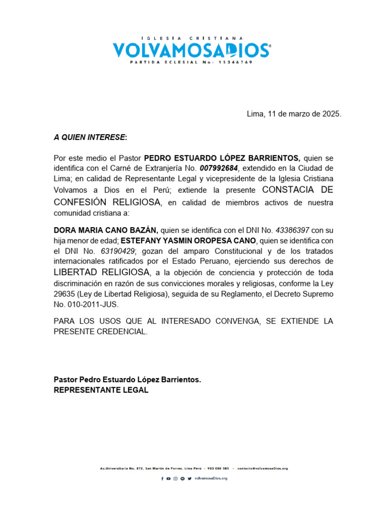 Carta de Membresia Dora Marina Cano Bazán | PDF