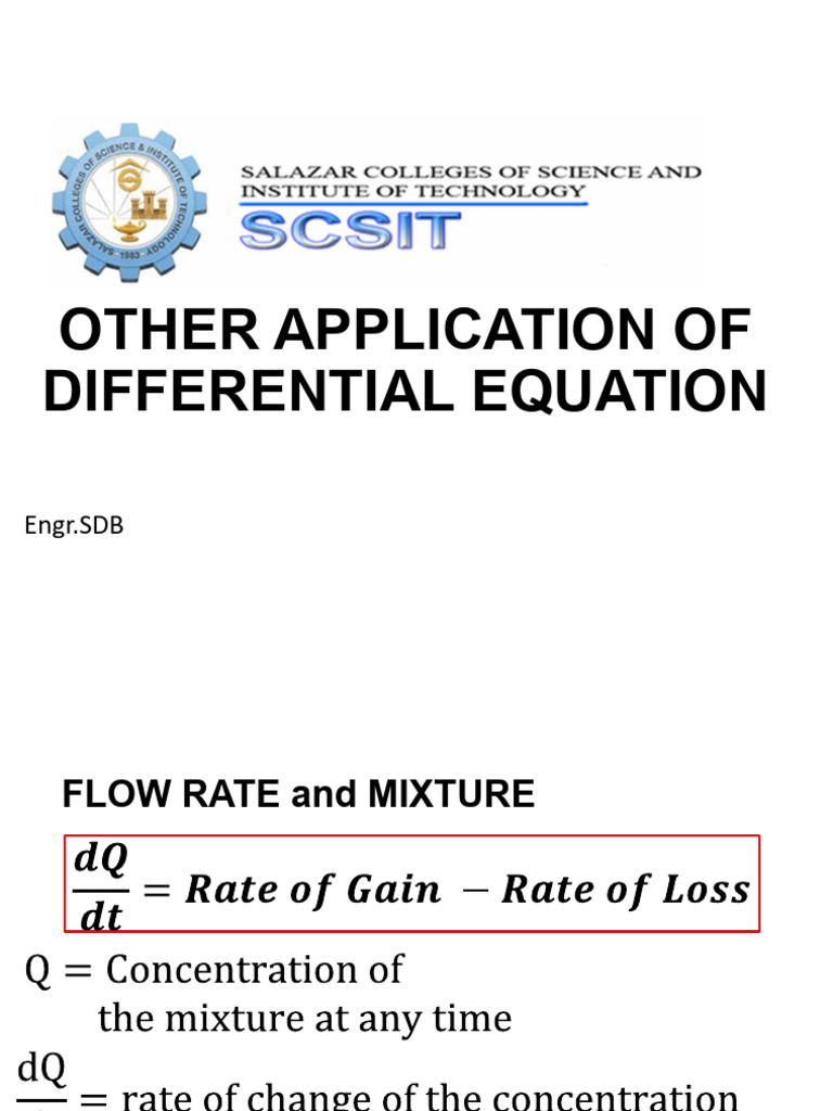 Other Application of Differential Equation | PDF