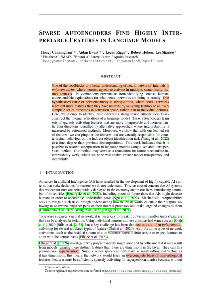 Sparse Autoencoders for Language Model Interpretability | PDF ...