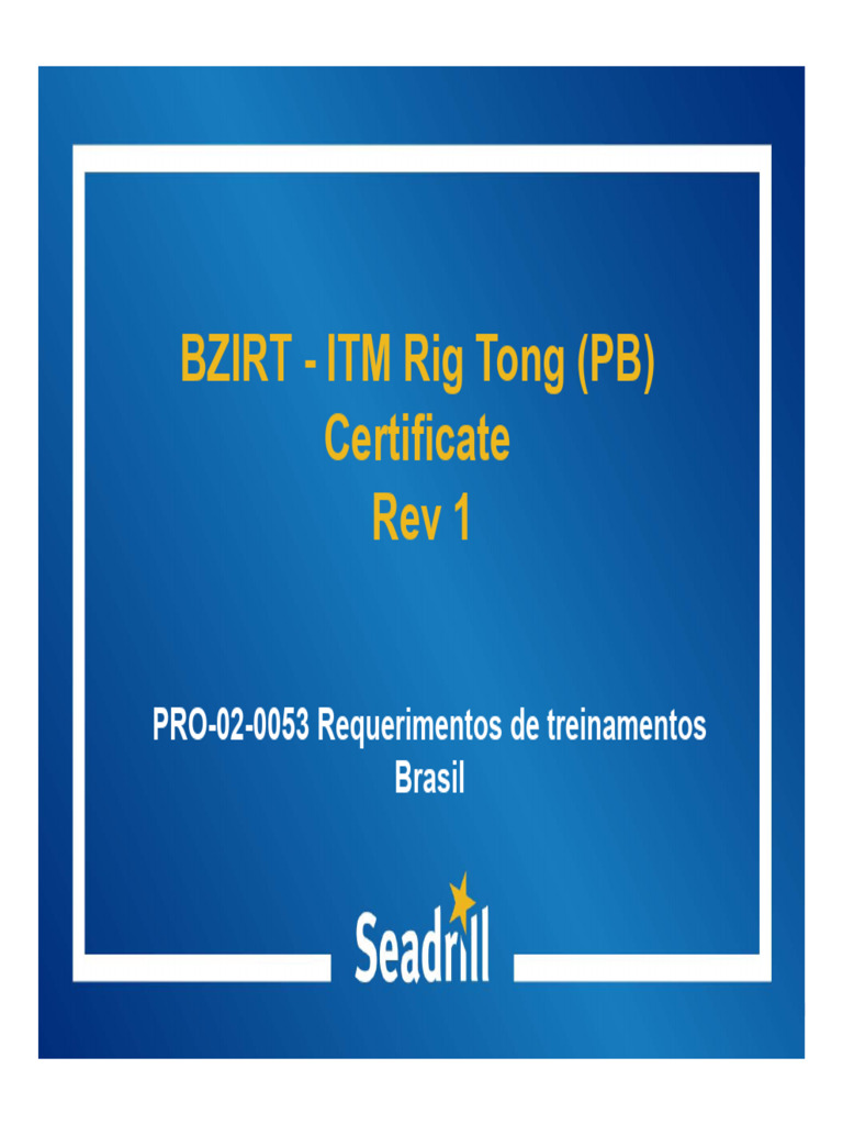 BZIRT - ITM Rig Tong (PB) Certificate - Port Rev 1 | PDF